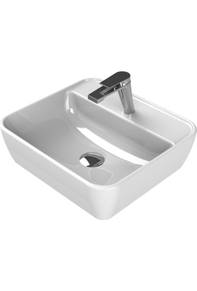 Turkuaz 46 x 42 cm One Batarya Delikli Lavabo 076300 Turkuaz 46 x 42 cm One Batarya Delikli Lavabo 076300