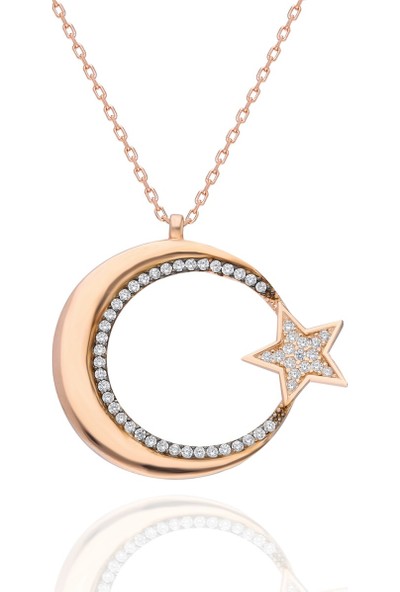 Tesbih Sepetim Gümüş Ay Yıldız Kolye