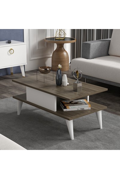 Cantek Beta Orta Sehpa Ceviz Beyaz