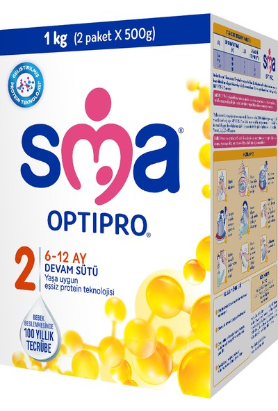 Sma Optipro Probiyotikli 2 1 kg (500 gr x 2 Paket) 6-12 Ay Devam Sütü Sma Optipro Probiyotikli 2 1 kg (500 gr x 2 Paket) 6-12 Ay Devam Sütü