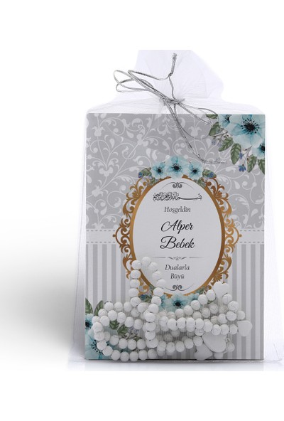 Mutluluk Atölyem Gri Mavi Çiçek Motifli Tesbihli Yasin Cüzü Kitabı Mevlüt Seti - 10’lu Paket Mutluluk Atölyem Gri Mavi Çiçek Motifli Tesbihli Yasin Cüzü Kitabı Mevlüt Seti - 10’lu Paket