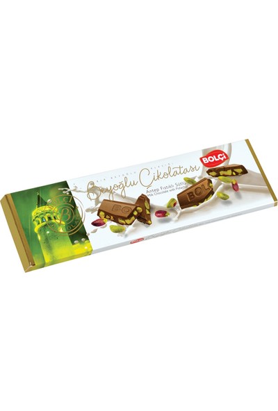 Bolçi Sütlü Antep Fıstıklı Beyoğlu Çikolatası 300GR Bolçi Sütlü Antep Fıstıklı Beyoğlu Çikolatası 300GR