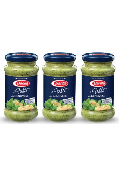 Barilla Pesto Fesleğen+Fıstıklı Sos- Genoves 190 gr 3'lü Set