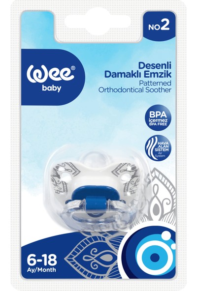 Wee Baby Klasik Desenli Damaklı Emzik No:2 - Nazar Boncuğu Wee Baby Klasik Desenli Damaklı Emzik No:2 - Nazar Boncuğu