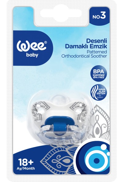 Wee Baby Klasik Desenli Damaklı Emzik No:3 - Nazar Boncuğu Wee Baby Klasik Desenli Damaklı Emzik No:3 - Nazar Boncuğu
