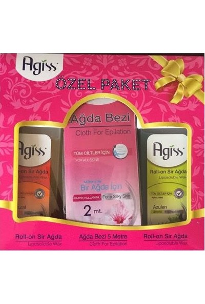 Agiss Sir Ağda Seti Roll-On 2 Adet + Ağda Bezi 5 m Agiss Sir Ağda Seti Roll-On 2 Adet + Ağda Bezi 5 m