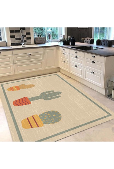 Gardenya Saksılı Kaktüsler Mutfak Halısı Gardenya Saksılı Kaktüsler Mutfak Halısı