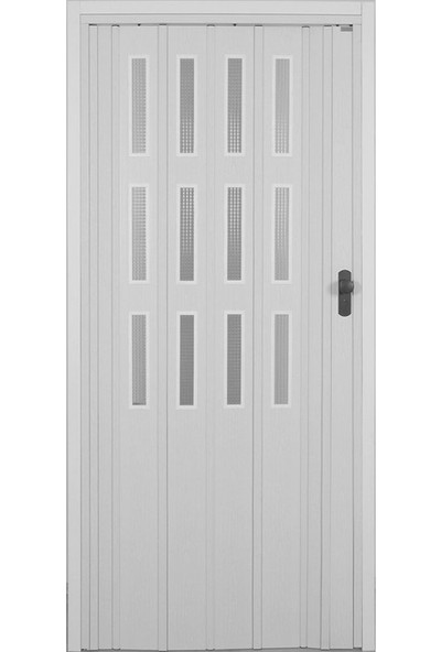 Sarpaş Katlanır Akordiyon Pvc Tek Kapı Camlı 162 x 215 cm Beyaz