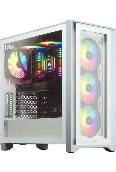 Corsair BKC-1205 iCUE 4000X RGB Tempered Glass Mid-Tower Beyaz Bilgisayar Kasa CC-9011205-WW Corsair BKC-1205 iCUE 4000X RGB Tempered Glass Mid-Tower Beyaz Bilgisayar Kasa CC-9011205-WW