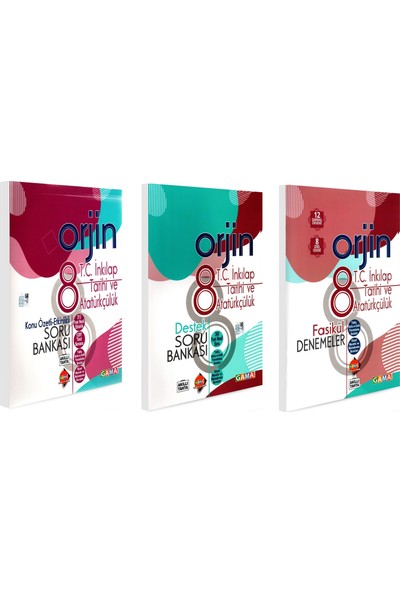 Gama Yayınları 8. Sınıf Orjin Inkılap Tarihi Konu Özetli + Soru Bankası + Deneme Seti 3 Kitap Gama Yayınları 8. Sınıf Orjin Inkılap Tarihi Konu Özetli + Soru Bankası + Deneme Seti 3 Kitap