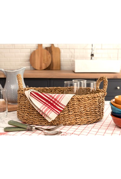 Madame Coco Lio Büyük Hasır Sepet - Toprak