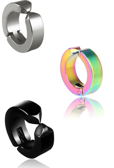 Axexuar 3'lü Sıkıştırmalı Kıskaçlı Kadın Erkek Deliksiz Çelik Halka Küpe Axexuar 3'lü Sıkıştırmalı Kıskaçlı Kadın Erkek Deliksiz Çelik Halka Küpe