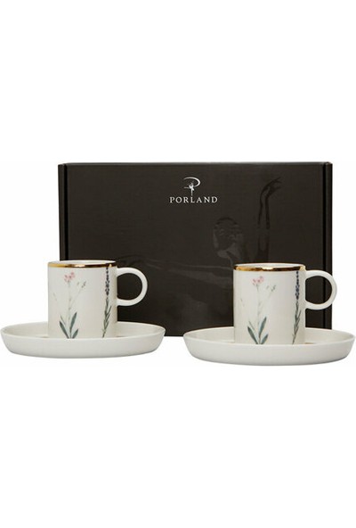 Porland Botanical Desen Kahve Takımı 4 Parça