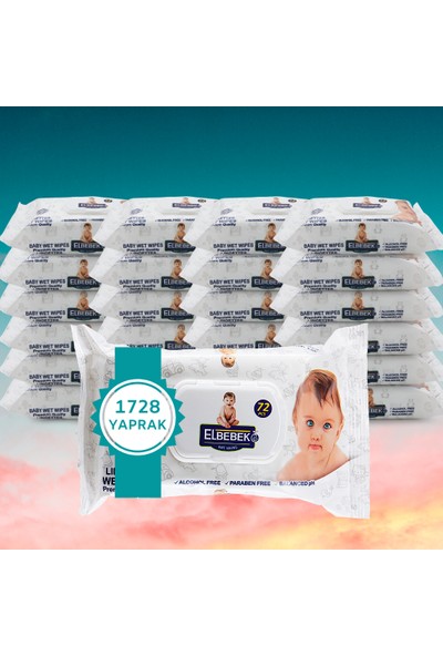 Elbebek Islak Havlu Mendil 24 x 72'li 1728 Yaprak