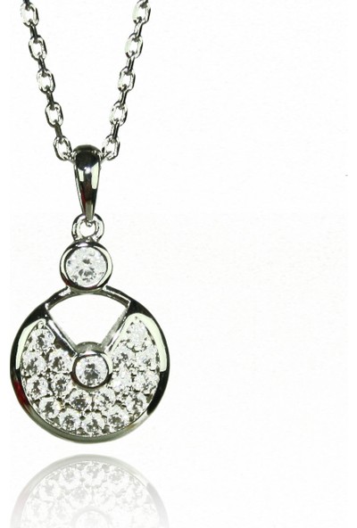 Bijutera Kilit Desenli Zirkon Taşlı Kolye