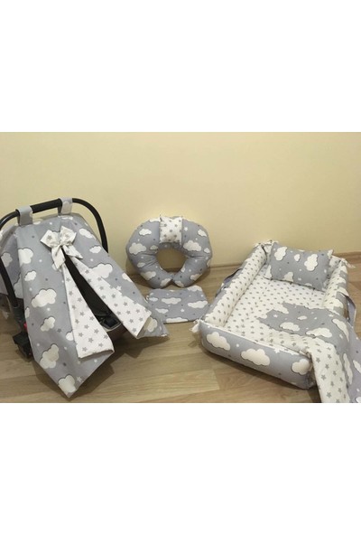 Balamira Düz Gri Bulutlu 6 Parça Babynest Seti Balamira Düz Gri Bulutlu 6 Parça Babynest Seti