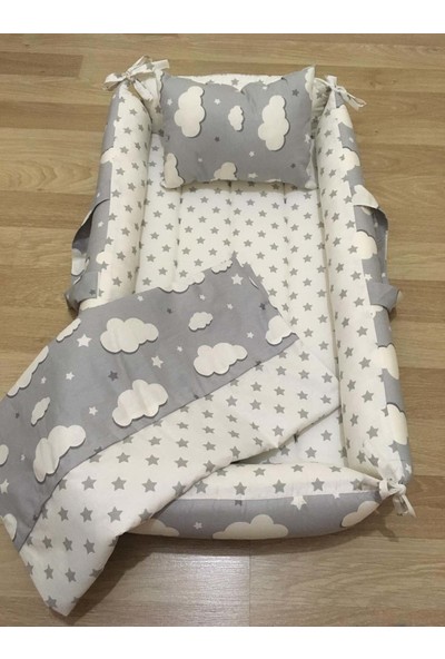 Balamira Düz Gri Bulutlu 3 Parça Yatak Yastık Pike Balamira Düz Gri Bulutlu 3 Parça Yatak Yastık Pike
