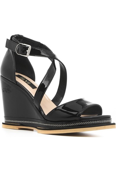İlvi Mok Kadın Sandalet Siyah Rugan