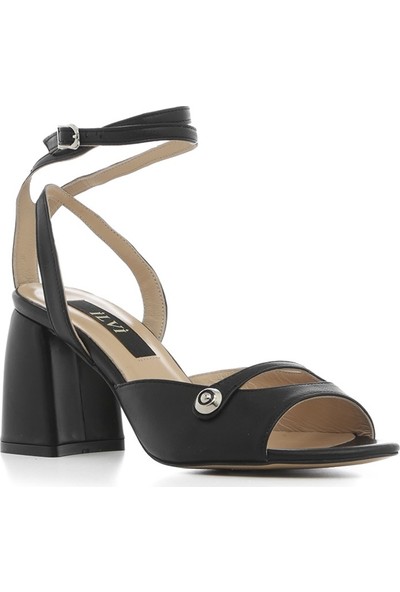 İlvi Regaton Kadın Sandalet Siyah Deri