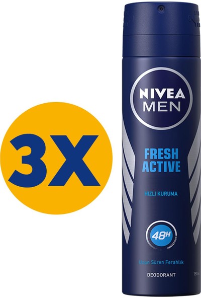 Nivea Fresh Sprey Deodorant 150ml Erkek 3'lü Paket Nivea Fresh Sprey Deodorant 150ml Erkek 3'lü Paket