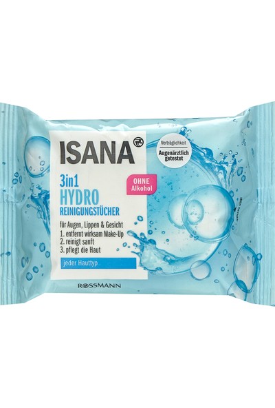 Isana Cilt Yüz Temizleme Mendili 3'in1 Hydro 25'li
