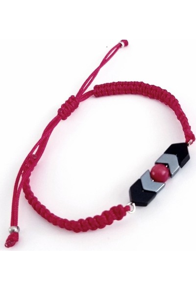 Funny Takı Mercan Doğaltaşlı Siyah ve Gri Hematit Taşlı Bileklik