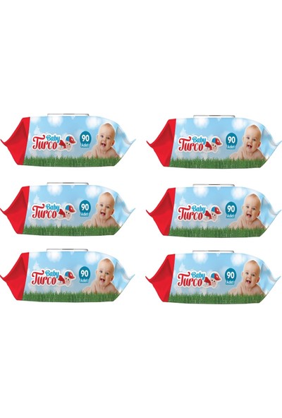 Baby Turco Islak Havlu Mendil Klasik 90 Yaprak 6 Paket Plastik Kapaklı Baby Turco Islak Havlu Mendil Klasik 90 Yaprak 6 Paket Plastik Kapaklı