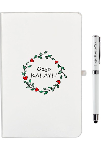 Hediye Rengi İsme Özel Kırmızı Kalpli Çerçeveli Defter Kalem Seti Hediye Rengi İsme Özel Kırmızı Kalpli Çerçeveli Defter Kalem Seti