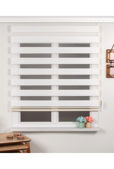 Düz Beyaz Zebra Perde Etek Dilimsiz 100 x 200