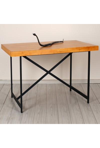 Krasiva Çapraz Ayaklı Dekoratif Masif Meşe Renk Masa 160*90*H:75 cm