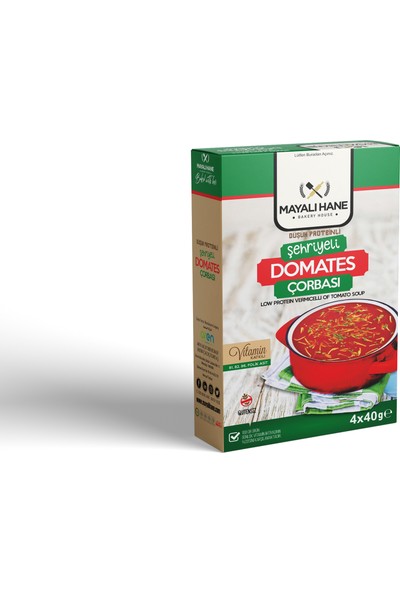Mayalı Hane Düşük Proteinli Şehriyeli Domates Çorbası 4 x 40 gr