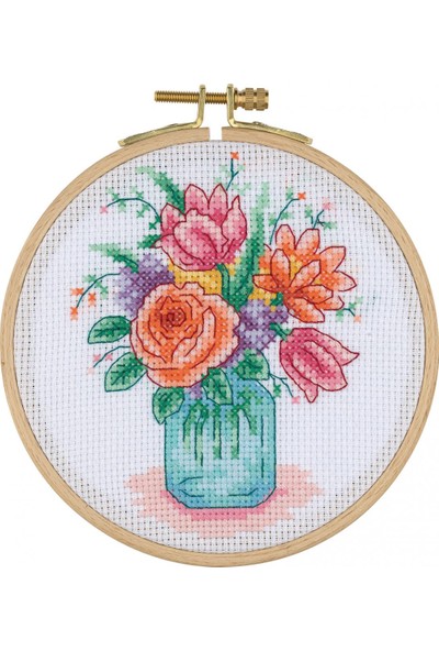 Tuva Kanaviçe Etamin Kiti ACS02 Vazodaki Çiçekler