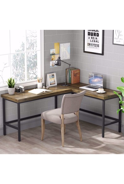 Yasmak L Şekilli Ceviz Çalışma Masası
