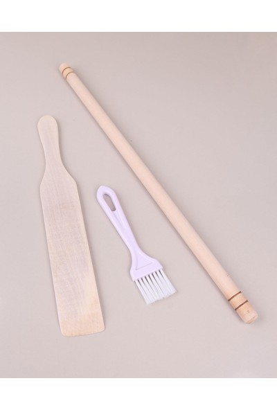 Kudi 3'lü Oklava Çevirici ve Fırça Seti