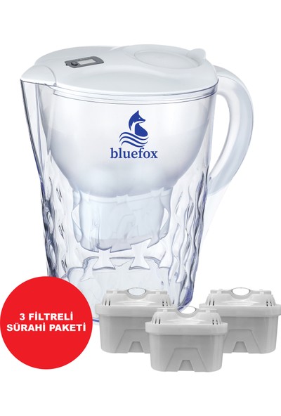 Bluefox Beyaz Su Arıtmalı Akıllı Sürahi 3,5lt ve 3 Adet Kartuş Bluefox Beyaz Su Arıtmalı Akıllı Sürahi 3,5lt ve 3 Adet Kartuş