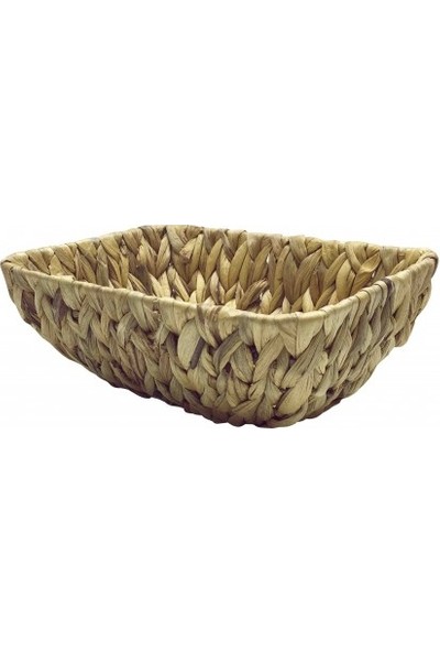 Sever Kalın Örgü Hasır Ekmek Sepeti Dikdörtgen 18 x 25 x 6 cm