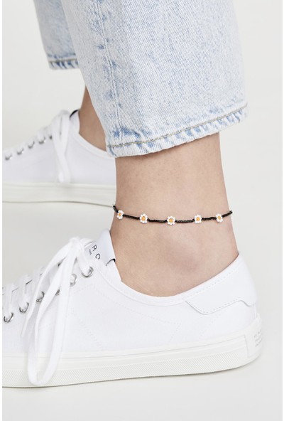 Siyah Çiçekli Boncuk Halhal Siyah Çiçekli Boncuk Halhal