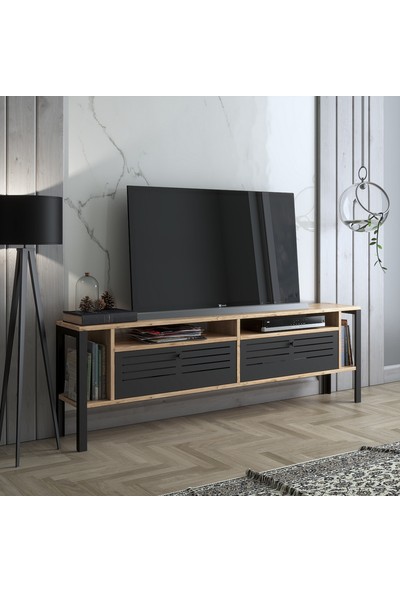 Wood'n Love Mars 160 cm Metal Kapaklı Tv Ünitesi - Atlantik Çam / Siyah Wood'n Love Mars 160 cm Metal Kapaklı Tv Ünitesi - Atlantik Çam / Siyah
