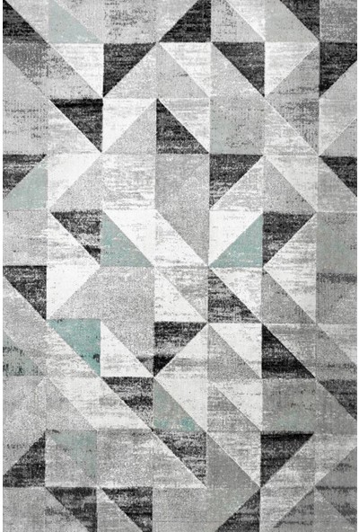 Linahalı Tokyo Dekoratif Saçaklı Kaydırmaz Taban Baskılı Modern Halı Gri