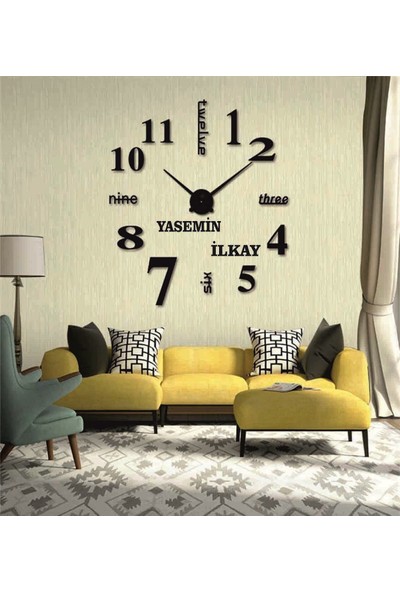 Kumsal Butik Kişiye Özel Dekoratif Ahşap Duvar Saati Siyah Kumsal Butik Kişiye Özel Dekoratif Ahşap Duvar Saati Siyah