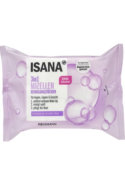 Isana Yüz Temizleme Mendili 3 In 1 Kuru ve Hassas Ciltler Için 25'li