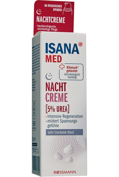 Isana Med Gece Kremi Çok Kuru Cilt, %5 Üre 50 ml