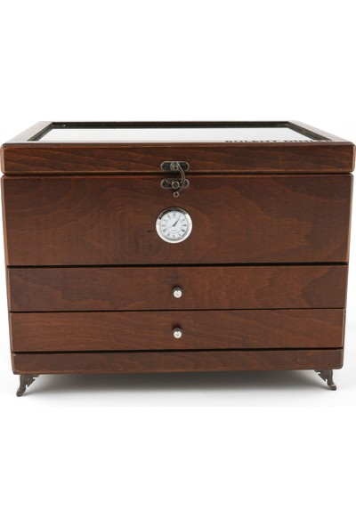 Wooden İstanbul Bölmeli Kutu - 8 Saat ve 20 Tesbih Bölmeli