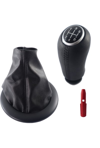 Moda Renault Megane 2 Siyah Körük ve Deri Desen Krom Vites Topuzu