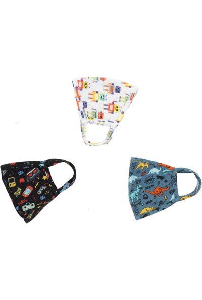 Mamu Mini Gots Sertifakalı Organik Pamuk Erkek Çocuk 4-8 Yaş - 3'lü Set - Desenli Yıkanabilir Maske Mamu Mini Gots Sertifakalı Organik Pamuk Erkek Çocuk 4-8 Yaş - 3'lü Set - Desenli Yıkanabilir Maske