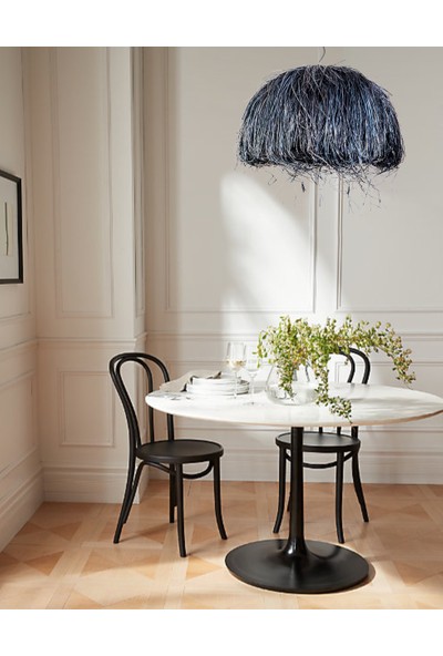 Kanca Ev Saçaklı Hasır Şapka Aydınlatma Siyah 60 cm