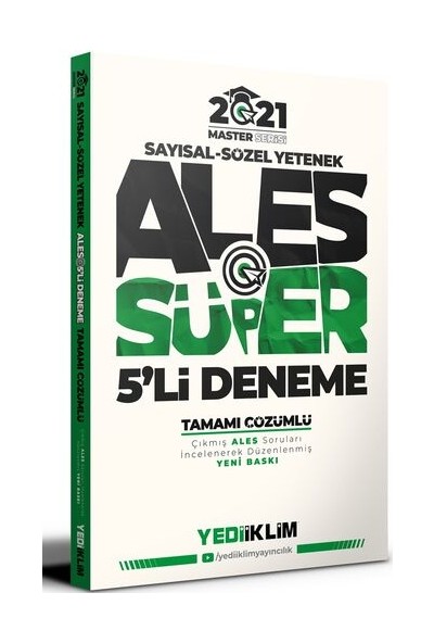 Yediiklim Yayınları Master Serisi Ales Sayısal-Sözel Yetenek Tamamı Çözümlü Süper 5'li Deneme Yediiklim Yayınları Master Serisi Ales Sayısal-Sözel Yetenek Tamamı Çözümlü Süper 5'li Deneme