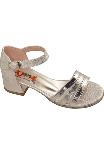 Kaptan Junior Kız Çocuk Topuklu Abiye Ayakkabı Babet Poyk 600 Gümüş