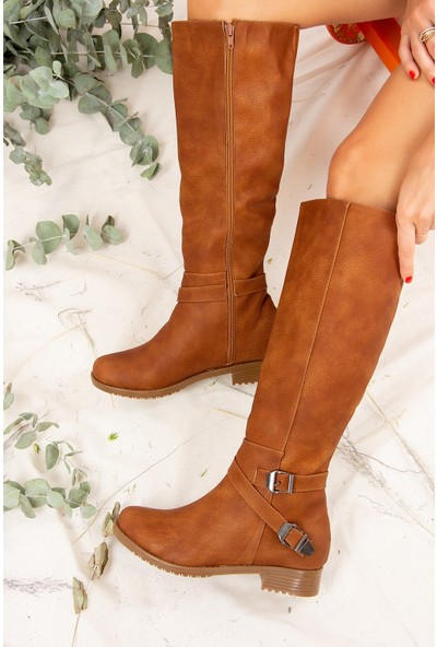 Fox Shoes Taba Baskı Kadın Çizme E726203409