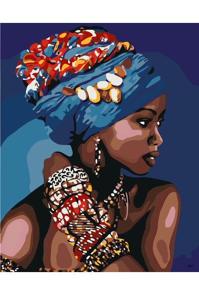 Plus Hobby African Girl - Sayılarla Boyama Seti 40 x 50 cm
